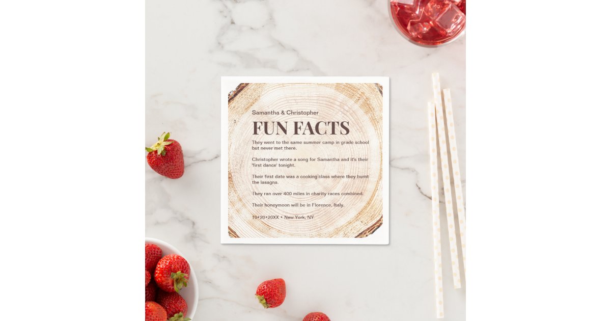 SImple Classic Black and White fun fact Wedding Napkins | Zazzle