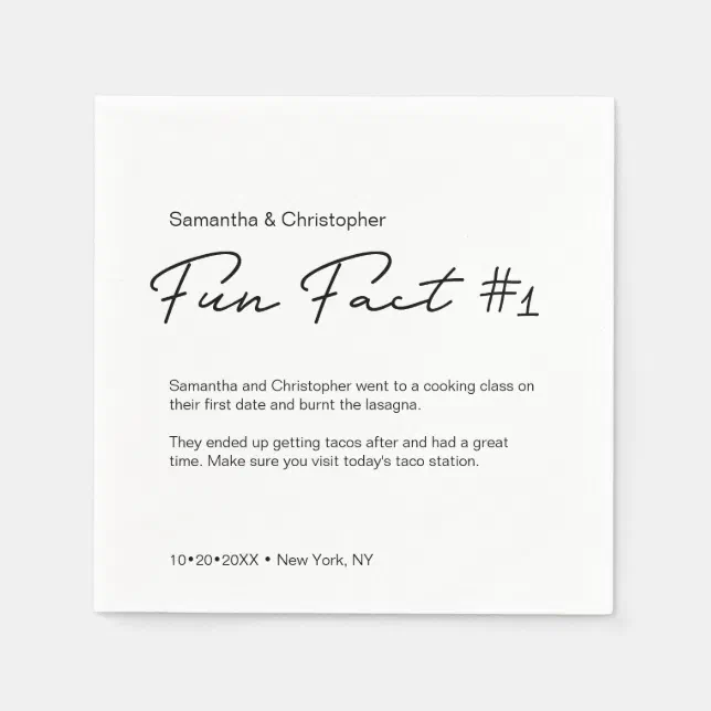 SImple Classic Black And White Fun Fact Wedding Napkins Zazzle simple-classic-black-and-white-fun-fact-wedding-napkins-zazzle