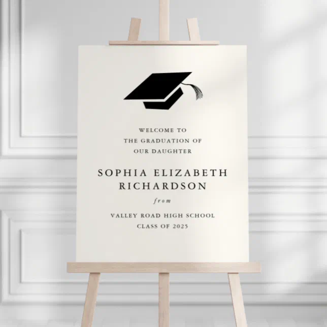 Simple Classic Black and White Graduation Welcome Foam Board | Zazzle