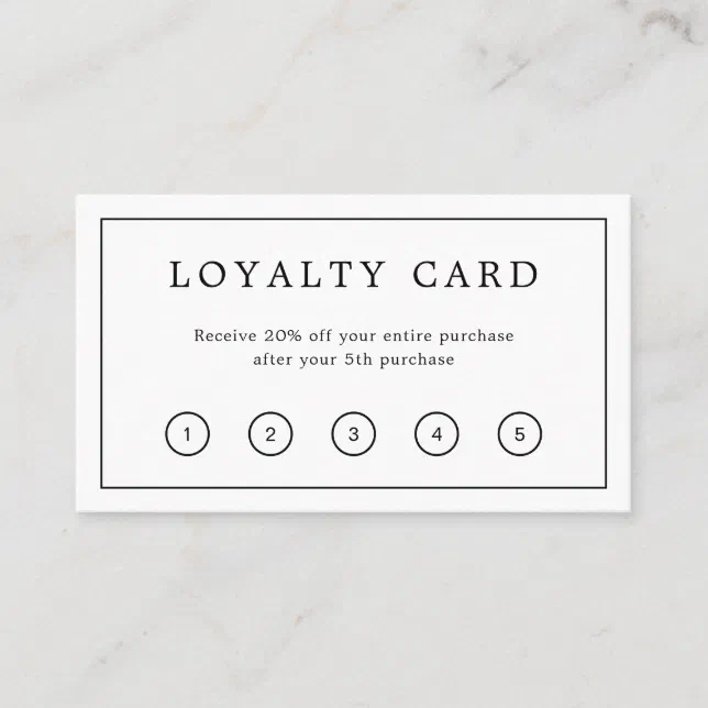 Simple Classic Black and White Monogram Border Loyalty Card | Zazzle