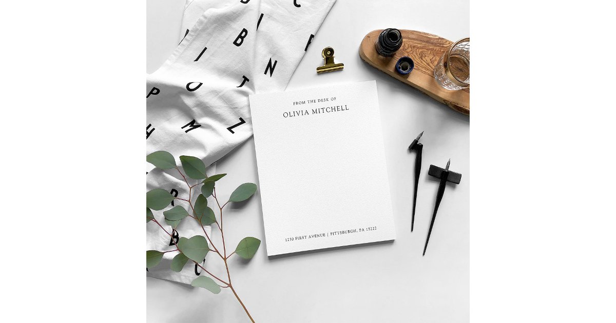 Simple Classic Black and White | Text Notepad | Zazzle