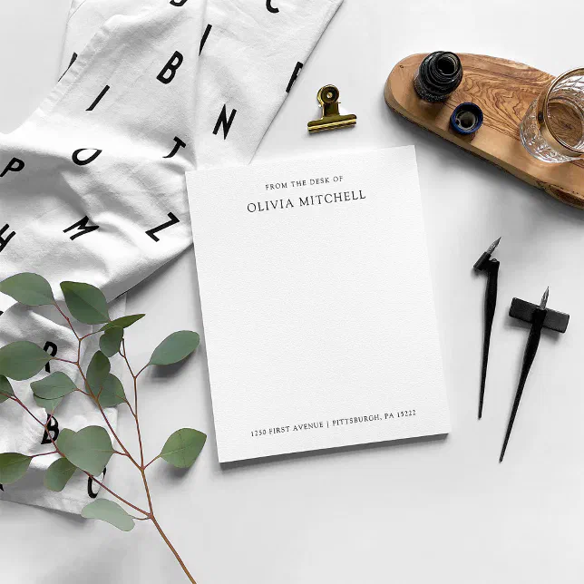 Simple Classic Black and White | Text Notepad | Zazzle