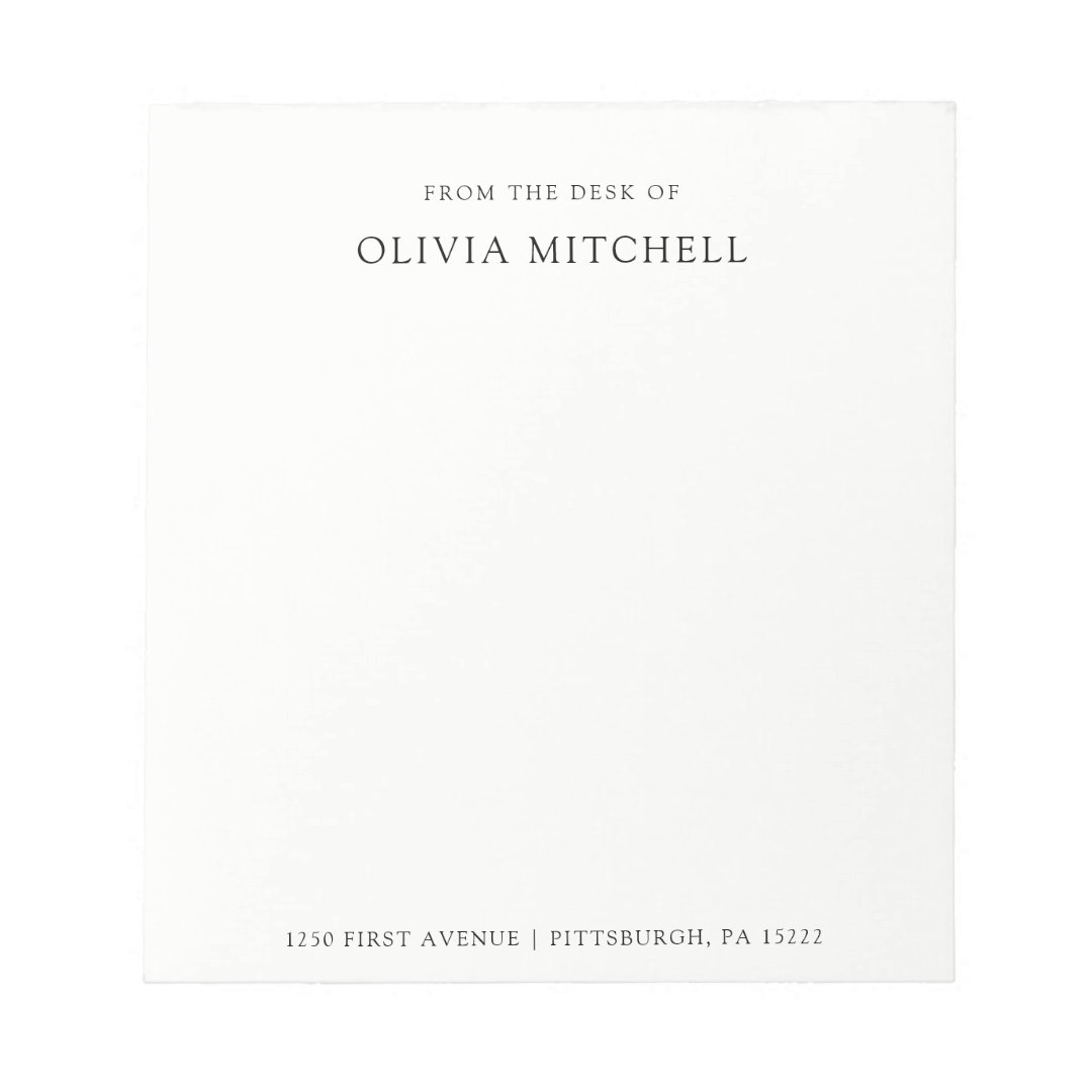 Simple Classic Black and White | Text Notepad | Zazzle