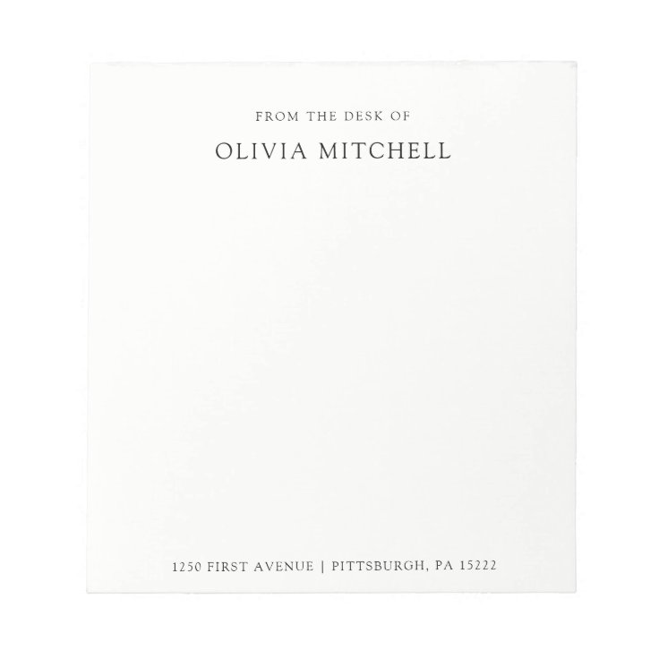 Simple Classic Black and White | Text Notepad | Zazzle