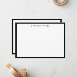Simple Classic Black Border Modern Professional Note Card | Zazzle