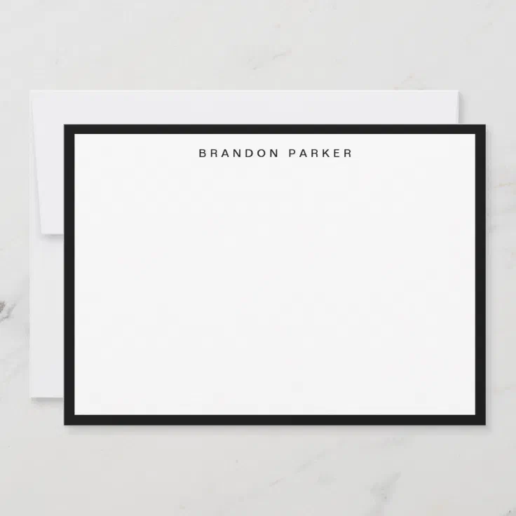 Simple Classic Black Border Modern Professional Note Card | Zazzle
