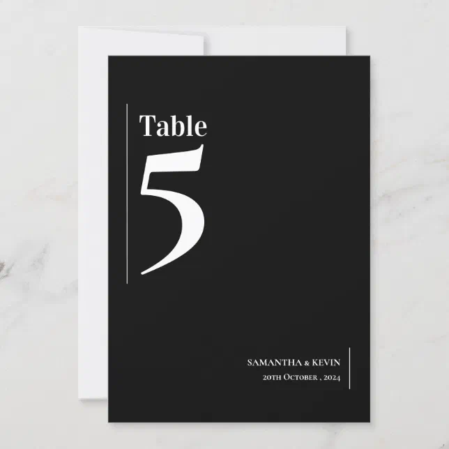 Simple Classic Black White Wedding Table Number | Zazzle