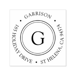 Simple Classic Circle Monogram Return Address Self-inking Stamp | Zazzle