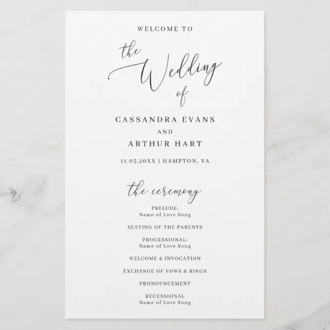 Simple Classic Elegant Budget Wedding Program Flyer | Zazzle