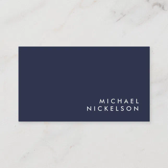 Simple Classic Elegant | Name on Dark Navy Blue Business Card | Zazzle