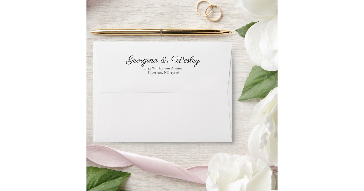 Simple Classic Elegant Script Return Address 5x7 Envelope | Zazzle