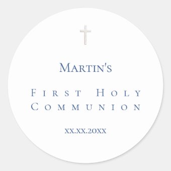 simple classic First Holy Communion Classic Round Sticker | Zazzle