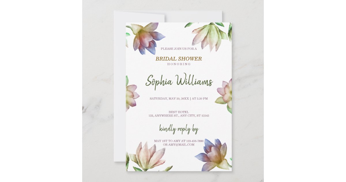 Simple Classic Floral Bridal Shower Invitation | Zazzle