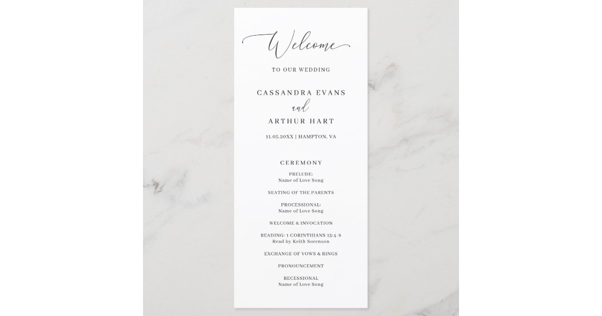 Simple Classic Formal Elegant Wedding Program | Zazzle