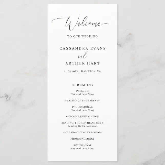 Simple Classic Formal Elegant Wedding Program | Zazzle