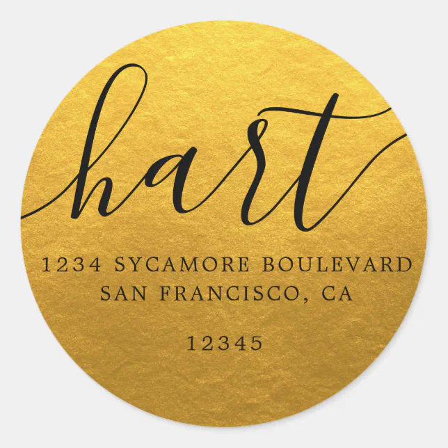 Simple Classic Gold Family Return Address Label | Zazzle