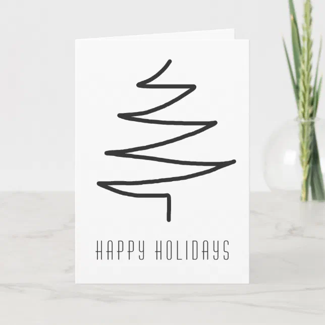Simple Classic Hand Drawn Abstract Christmas Tree Holiday Card | Zazzle