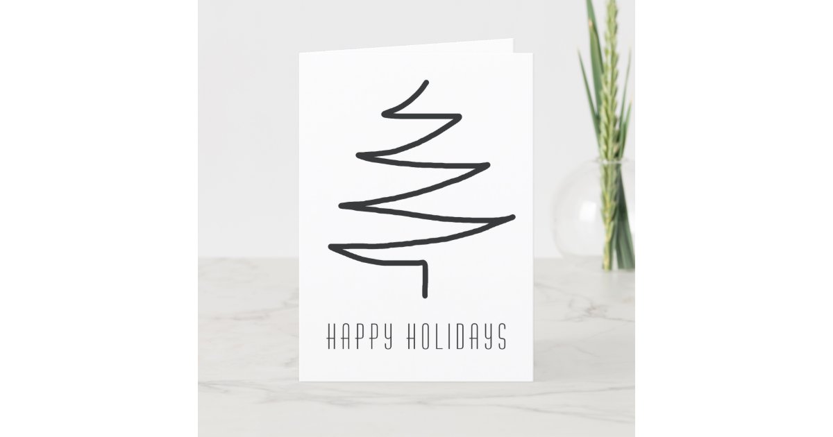 Simple Classic Hand Drawn Abstract Christmas Tree Holiday Card | Zazzle