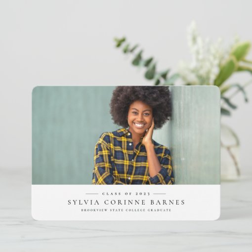 Simple classic horizontal graduation announcement | Zazzle