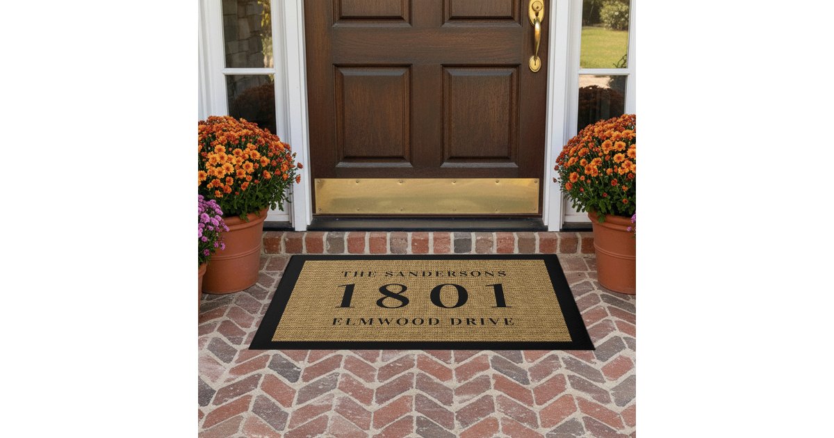 Simple Classic House Number & Address Personalized Doormat | Zazzle