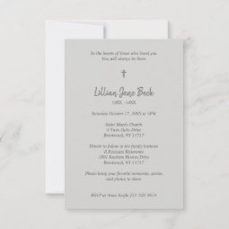 Simple Classic Lace Photo Funeral Service Note Card | Zazzle