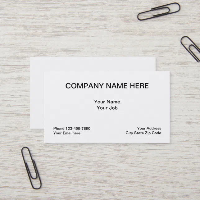 Simple Classic Layout Generic Business Card | Zazzle
