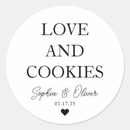 Simple Classic LOVE COOKIES Heart Wedding Favor Classic Round Sticker ...