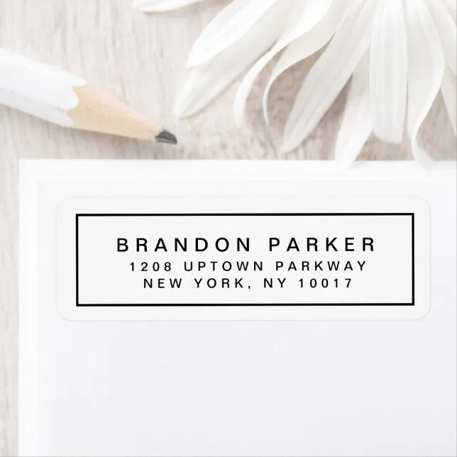 Simple Classic Modern Black Border Label | Zazzle