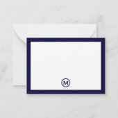 Simple Classic Monogram Navy White Note Card | Zazzle