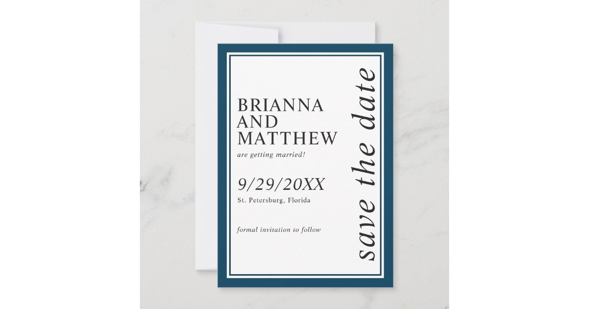 Simple Classic Navy Blue Wedding Save the Date | Zazzle