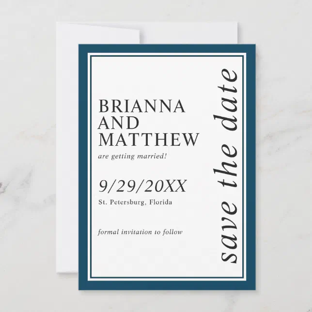 Simple Classic Navy Blue Wedding Save the Date | Zazzle
