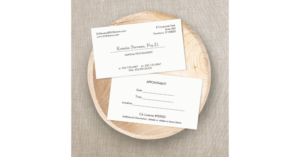Simple Classic Professional Appointment Card | Zazzle