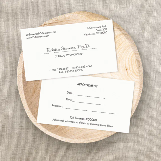 Simple Classic Professional Appointment Card | Zazzle