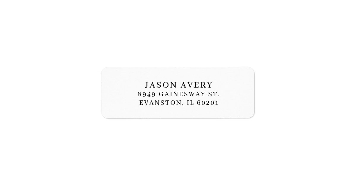 Simple Classic Return Address Text Based Printed Label | Zazzle