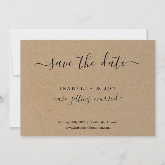 Simple Classic Save the Date Kraft Paper Announcement | Zazzle.com