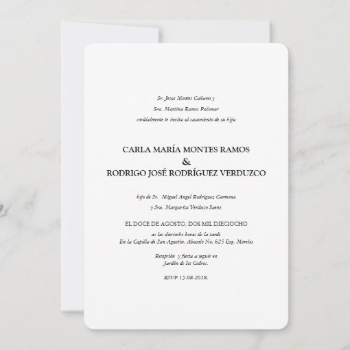 Simple Classic Spanish Wedding Invitation | Zazzle