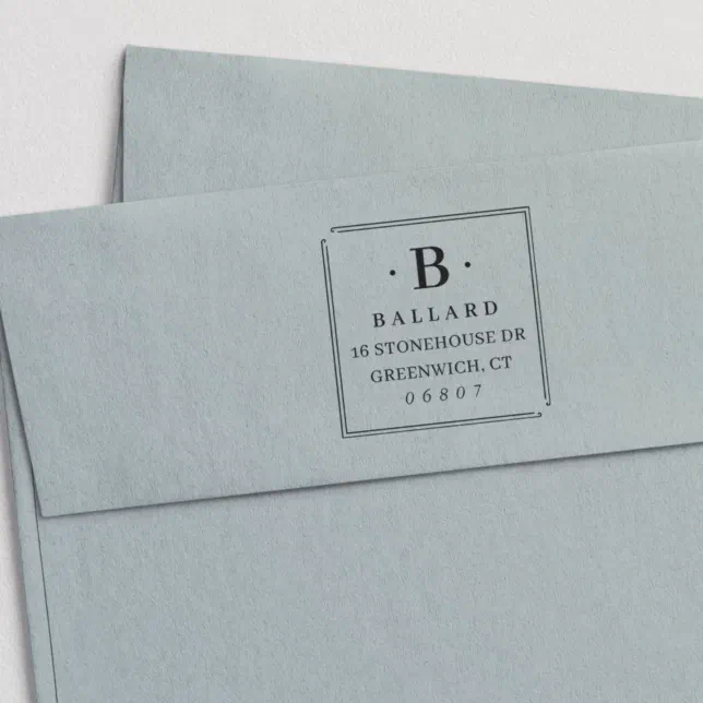 Simple Classic Square Monogram Return Address Self-inking Stamp | Zazzle