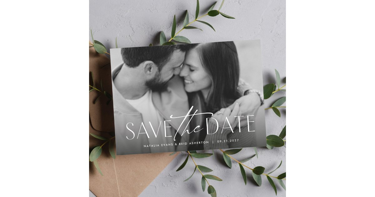 Simple classic stylish photo save the date | Zazzle