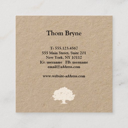 Simple Classic Tree Logo Square Business Card | Zazzle