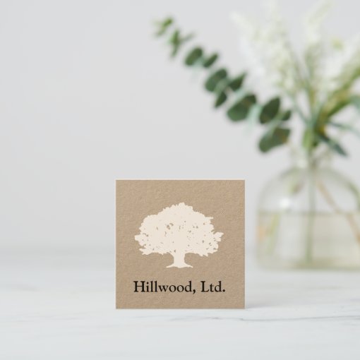 Simple Classic Tree Logo Square Business Card | Zazzle