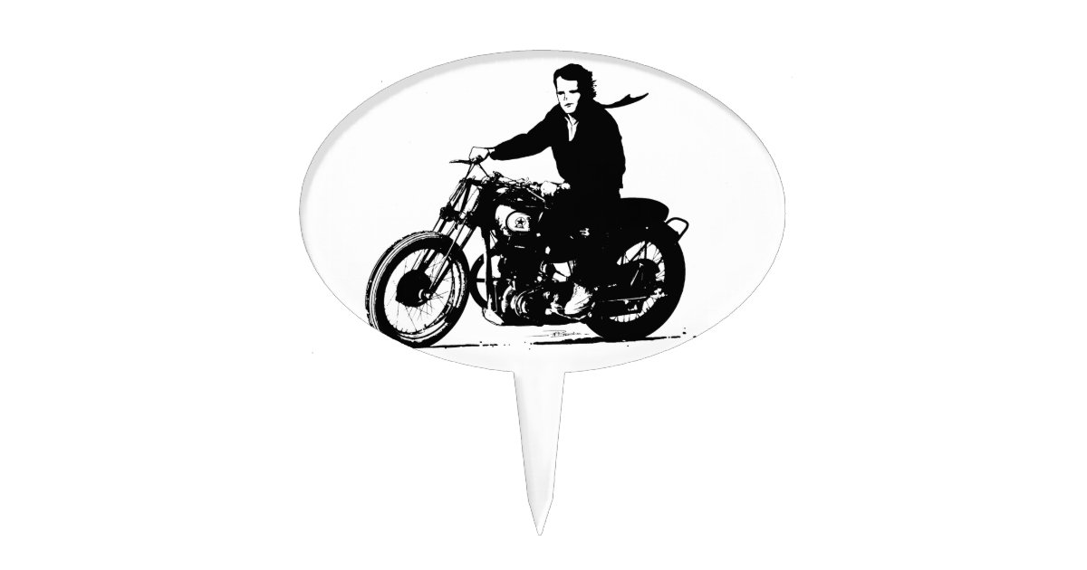 Simple Classic Vintage Motorcycle Cake Topper | Zazzle