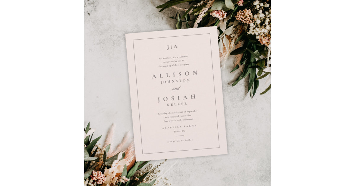 Simple Classic Wedding Invitation | Zazzle