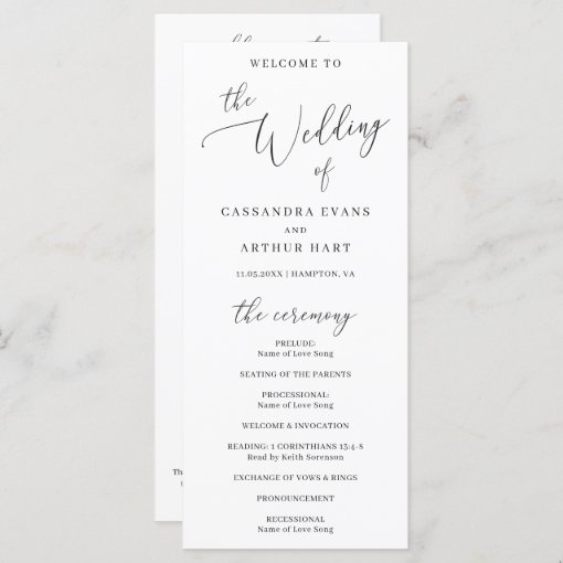 Simple Classic White Elegant Wedding Program | Zazzle