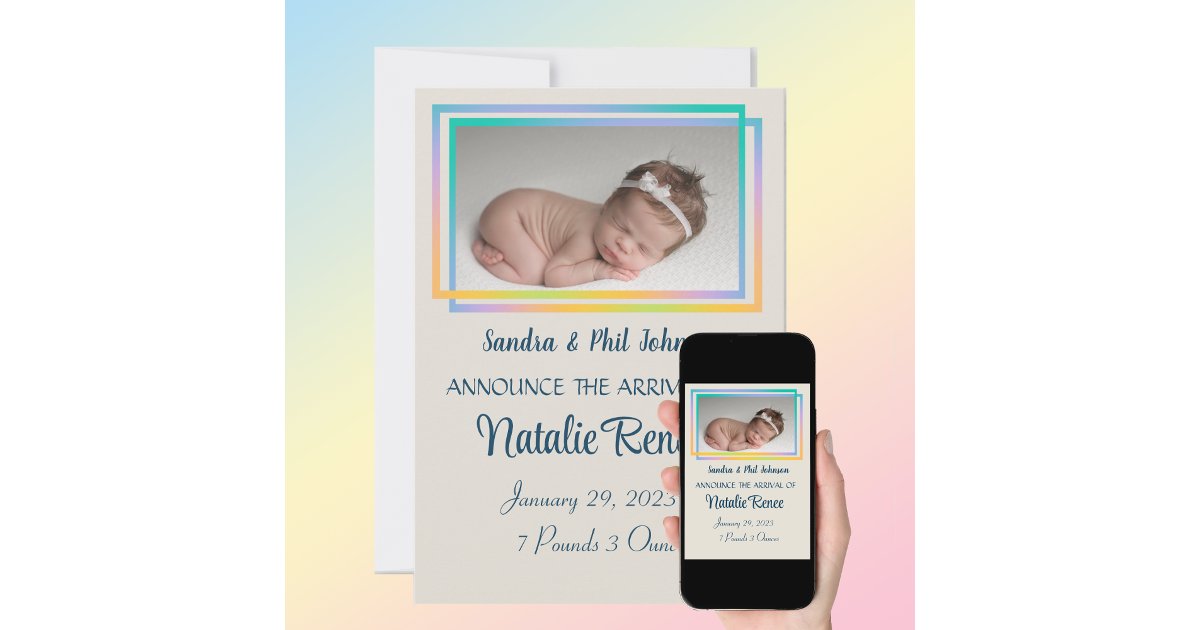 Simple Classy Birth Announcement Card | Zazzle