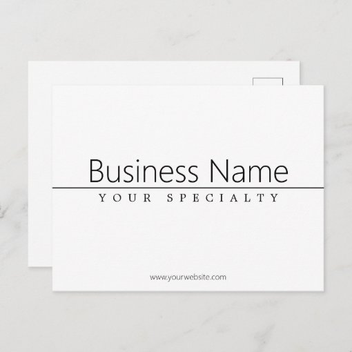 Simple Classy Black Text on White Postcard | Zazzle