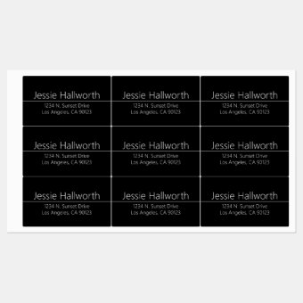 Simple Classy Black White Waterproof Address Labels | Zazzle