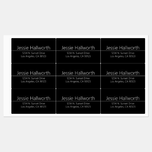 Simple Classy Black White Waterproof Address Labels | Zazzle
