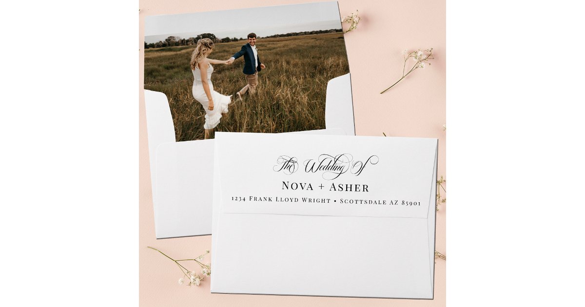 Simple Classy Elegant Photo Custom Return Address Envelope | Zazzle