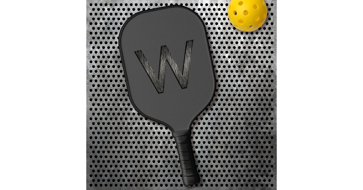 Simple & Classy Grey Black Personalized Monogram Pickleball Paddle | Zazzle