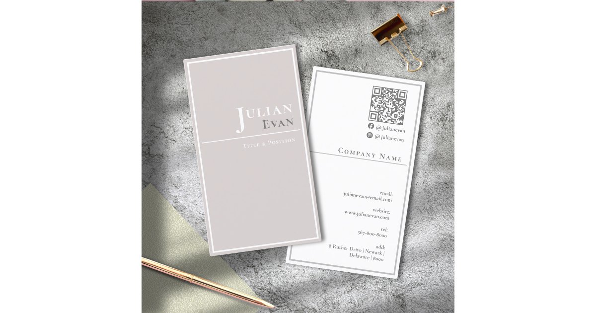 Simple Classy Professional Beige Business Card | Zazzle